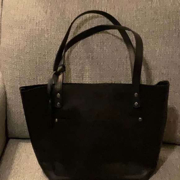 Bags | Hand Crafted In Poland Black All Leather Open Top Tote Bag W ...